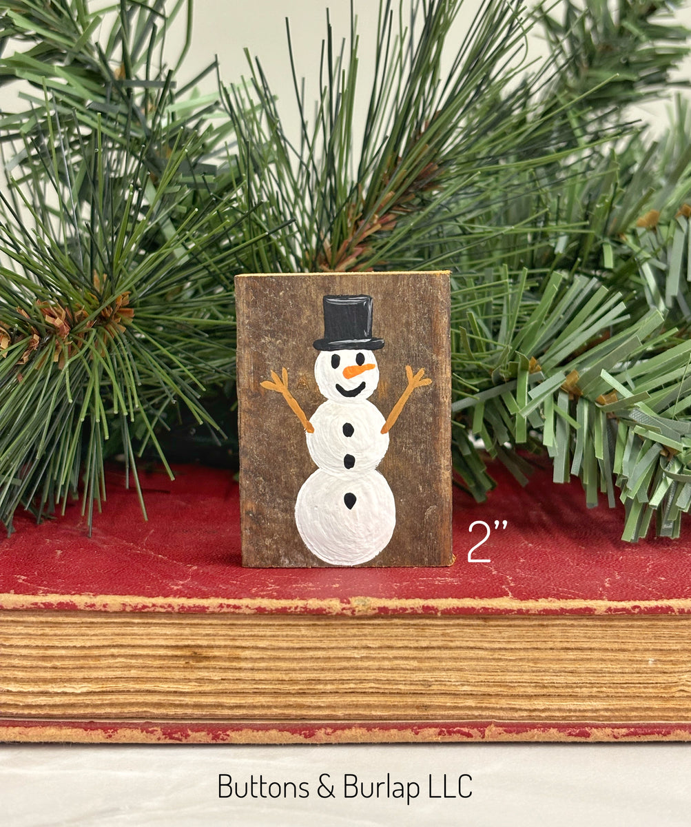 Mini snowman lath sitters – Buttons & Burlap LLC